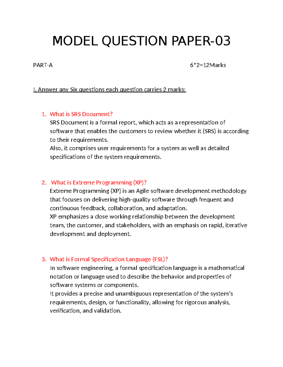 SE Model Question Paper-03 - MODEL QUESTION PAPER- PART-A 6*2=12Marks I ...