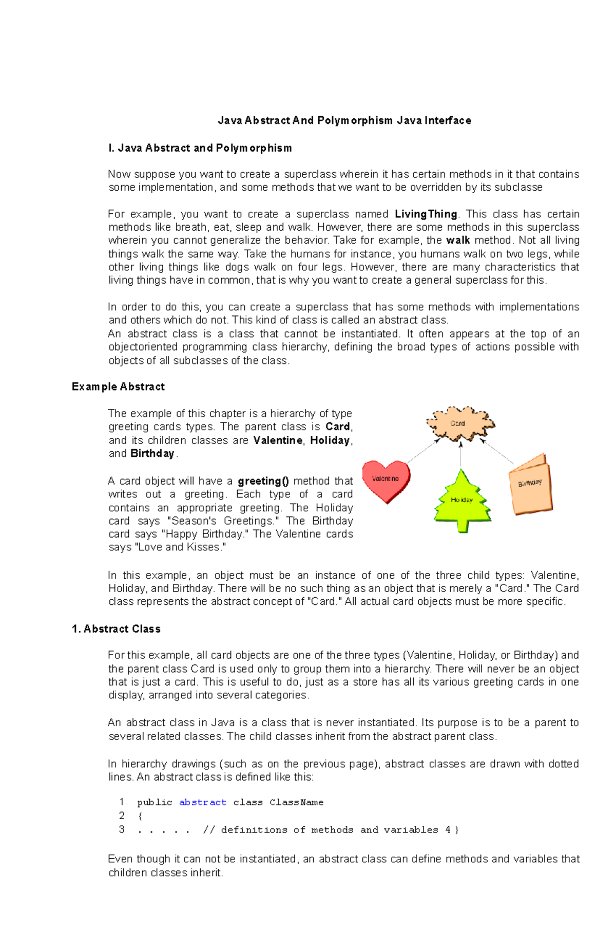 Java Abstract And Polymorphism Java Interface Java Abstract And