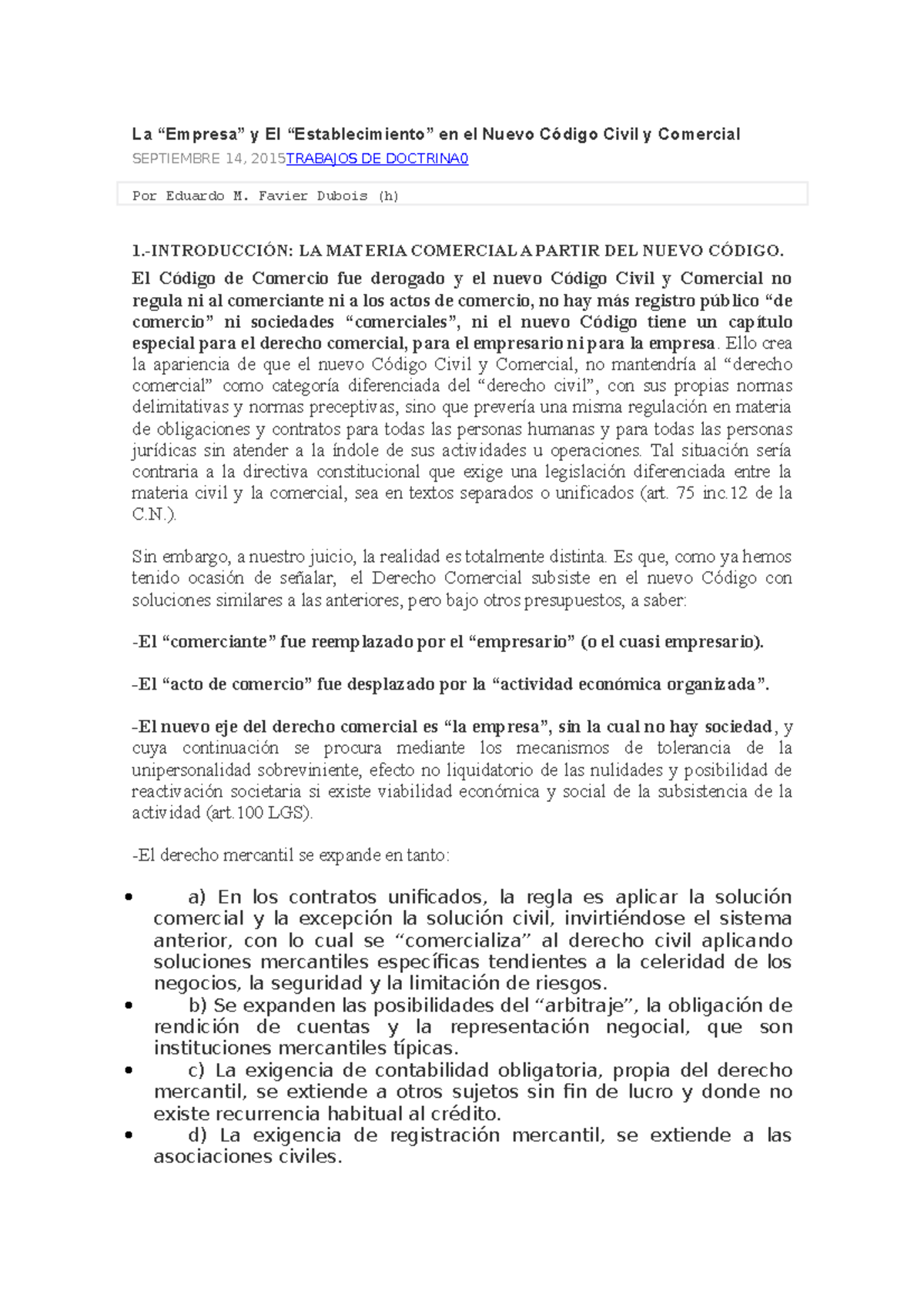 Empresa y sujetos contables en ccc favier dubois - La “Empresa” y El ...