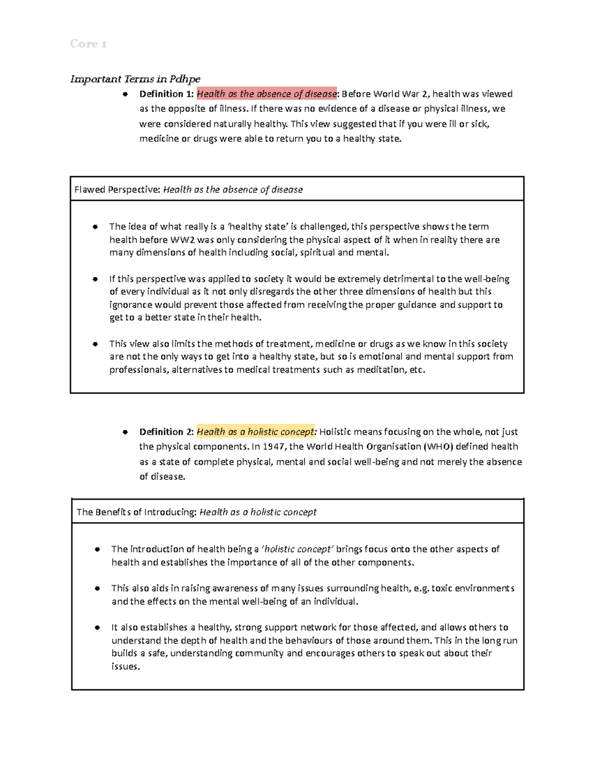 Better Health for Individuals - PDHPE CLASS NOTES - Important Terms in ...