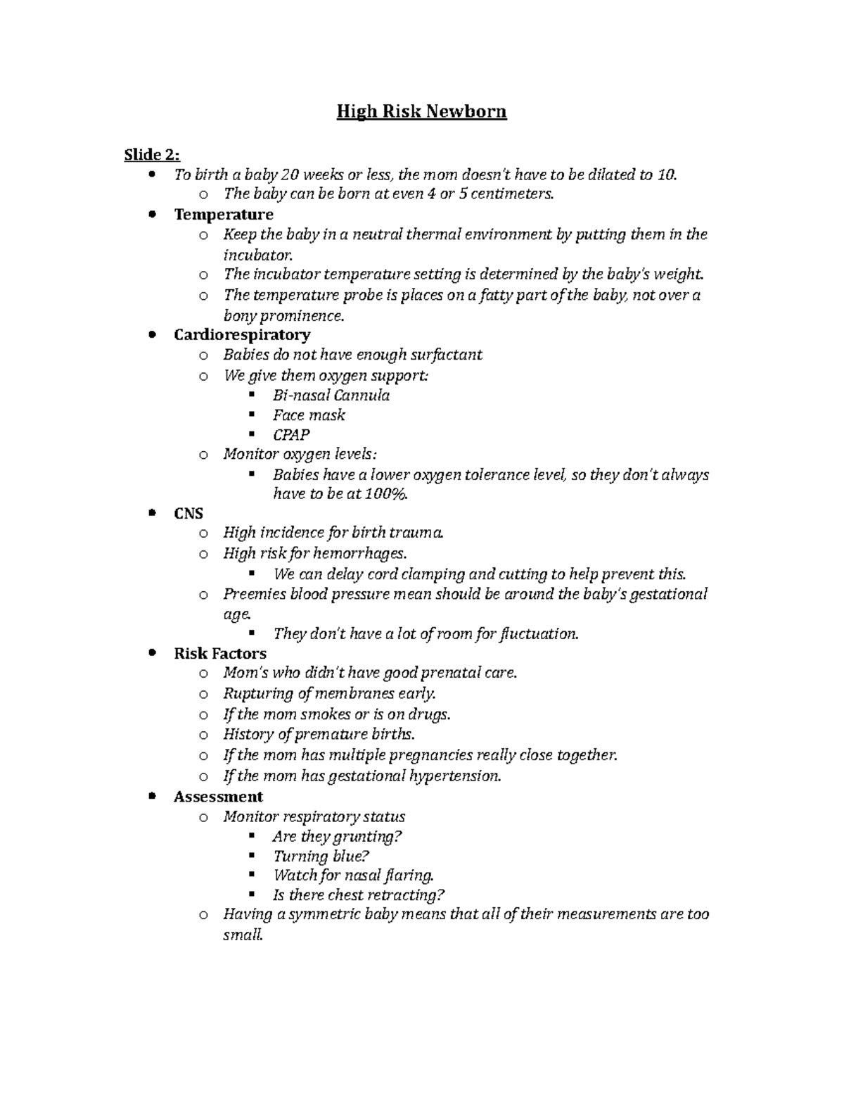 High Risk Newborn - Lecture notes 6 - High Risk Newborn Slide 2: To ...