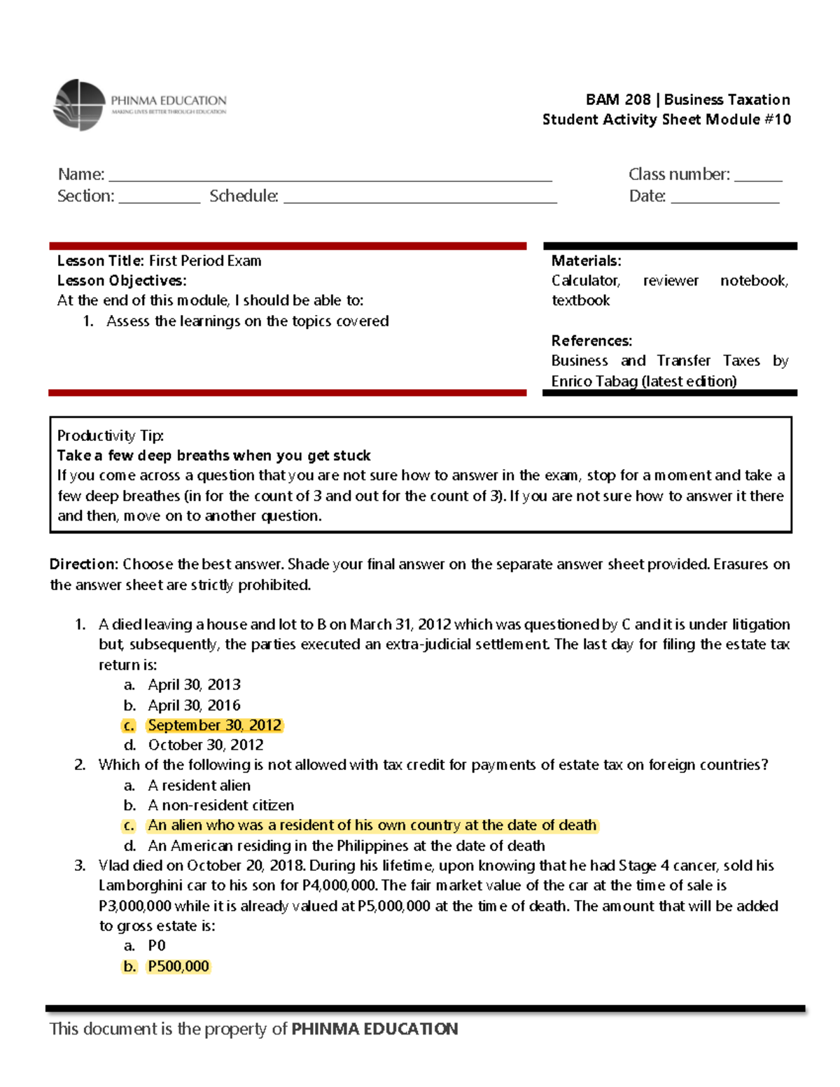 Inbound 7230059202386758341 - Student Activity Sheet Module Name: - Studocu