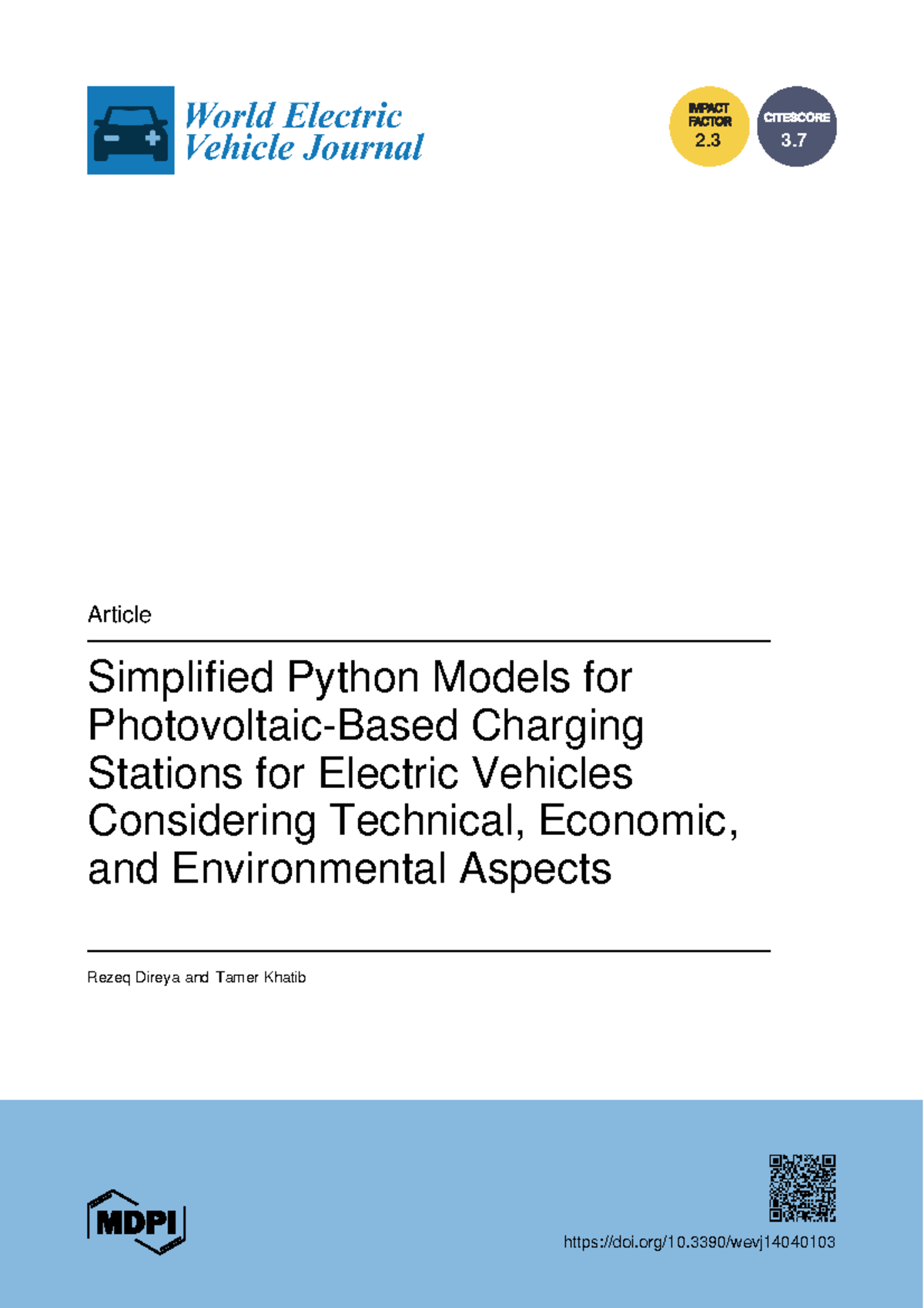 Wevj 14 00103 with cover - 2 3. Simplified Python Models for ...