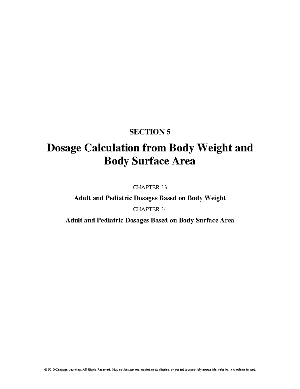 Practice Questions Chapter 13 - SECTION 5 Dosage Calculation from Body ...