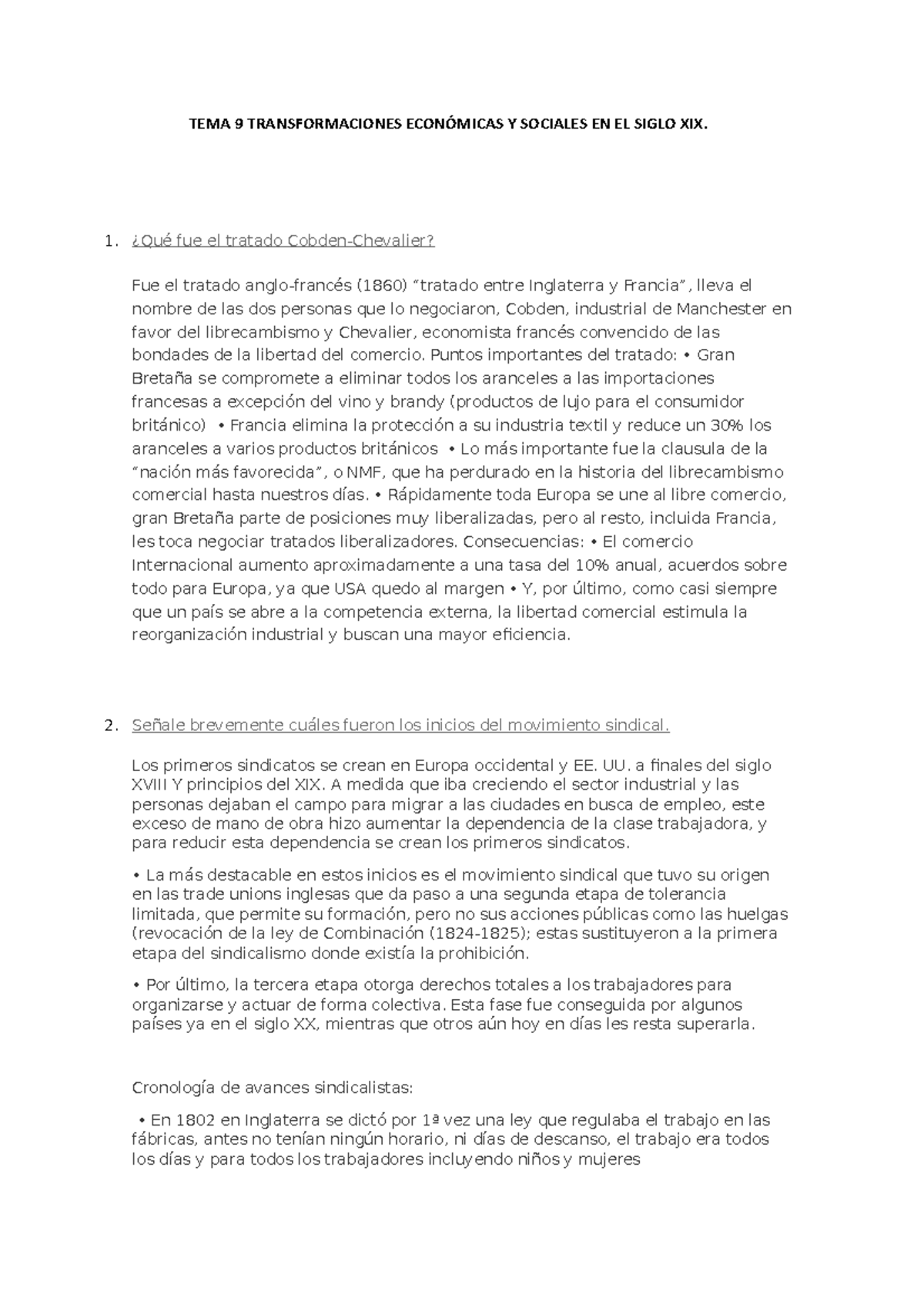 TEMA 9 Transformaciones económicas y sociales en el siglo XIX - TEMA 9 TRANSFORMACIONES ...
