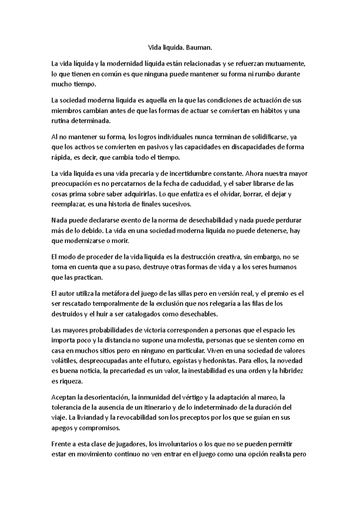 Vida liquida - Resumen sobre Vida Líquida libro escrito por Zygmunt ...