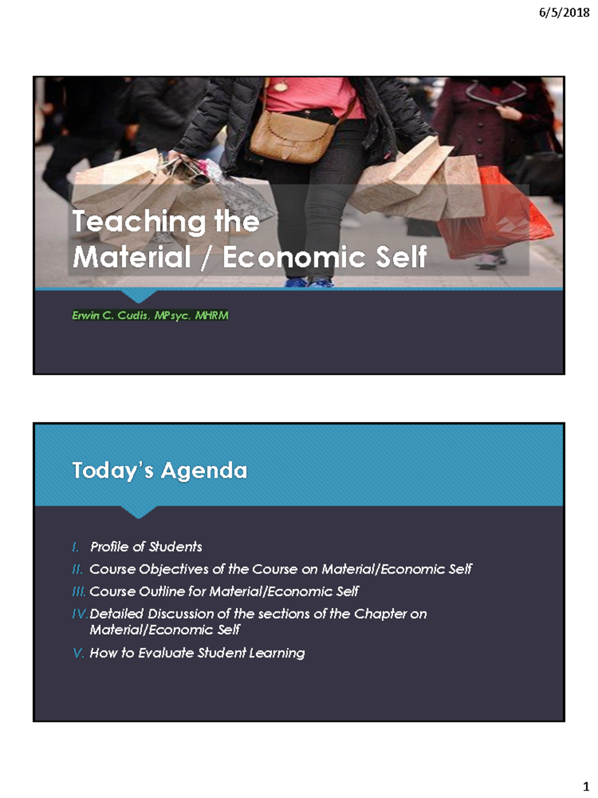 Teaching the Material or Economic Self copy - Teaching the Material ...