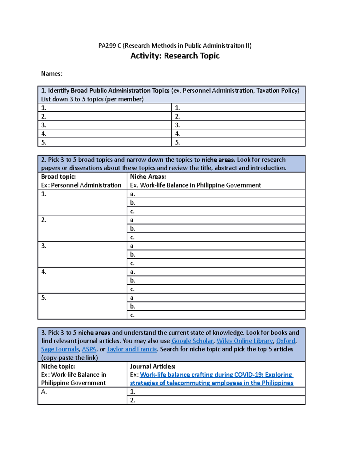 Finding a Research Topic - PA299 C (Research Methods in Public ...