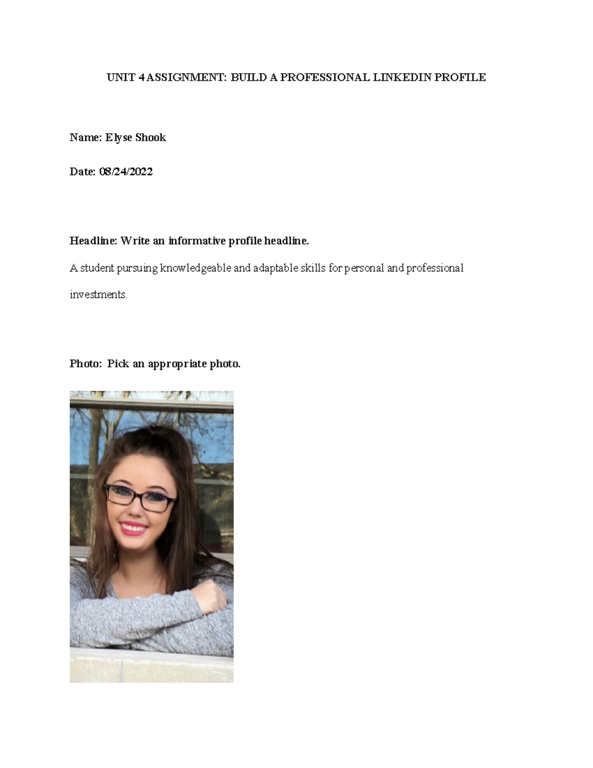 Assignment Unit 4 - Notes - UNIT 4 ASSIGNMENT: BUILD A PROFESSIONAL ...