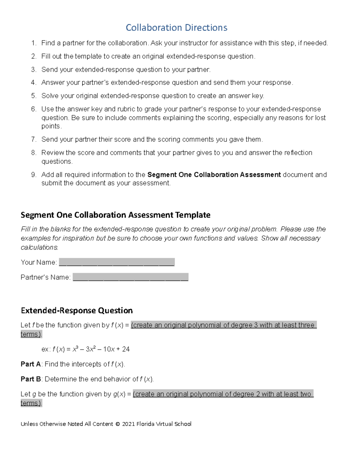 Collaboration assessment seg1 - Collaboration Directions Find a partner ...
