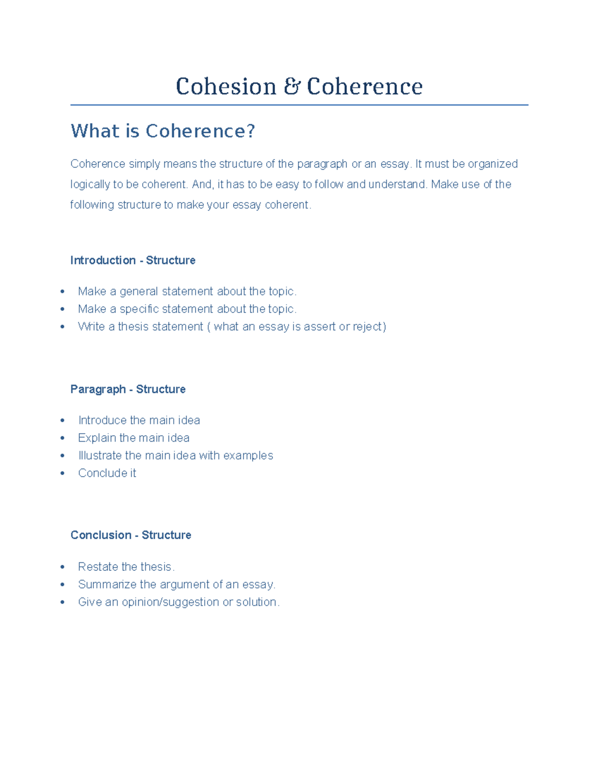 Cohesion & Coherence - english notes - Cohesion & Coherence What is ...