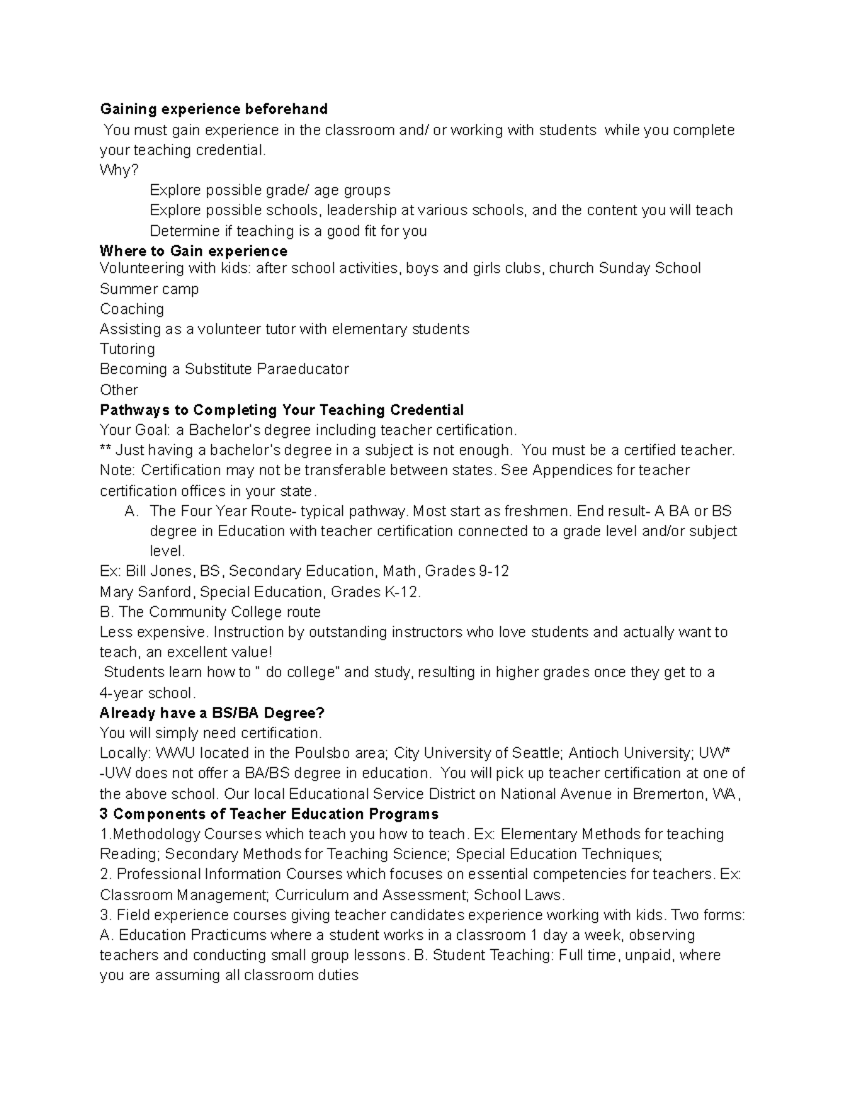 Note ch2 - Google Docs - Ch 2- Becoming a Teacher: Initial Steps note ...