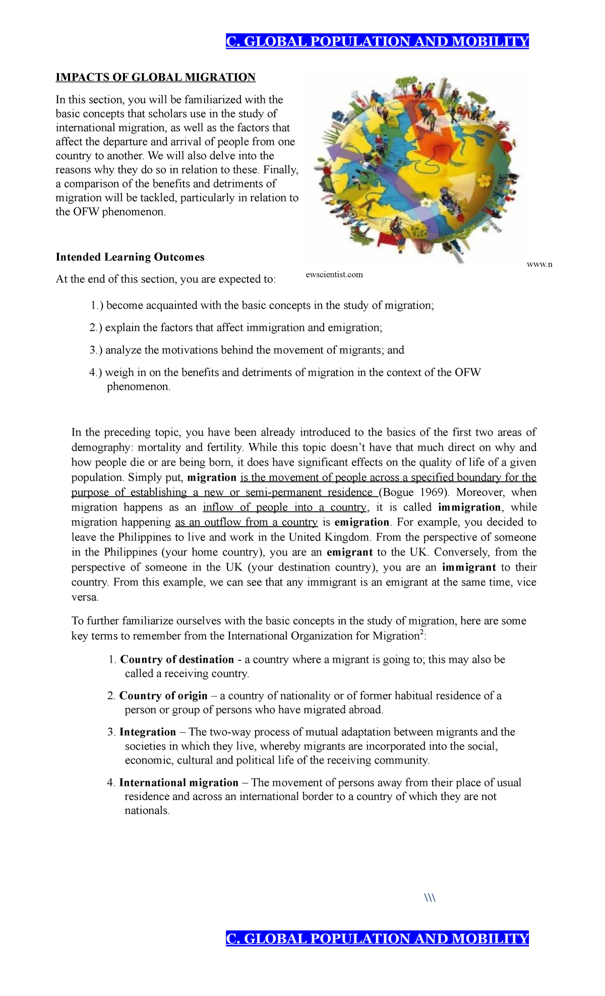 CAS-GEC04 Module 6 Impacts-of-global-migration - C. GLOBAL POPULATION ...