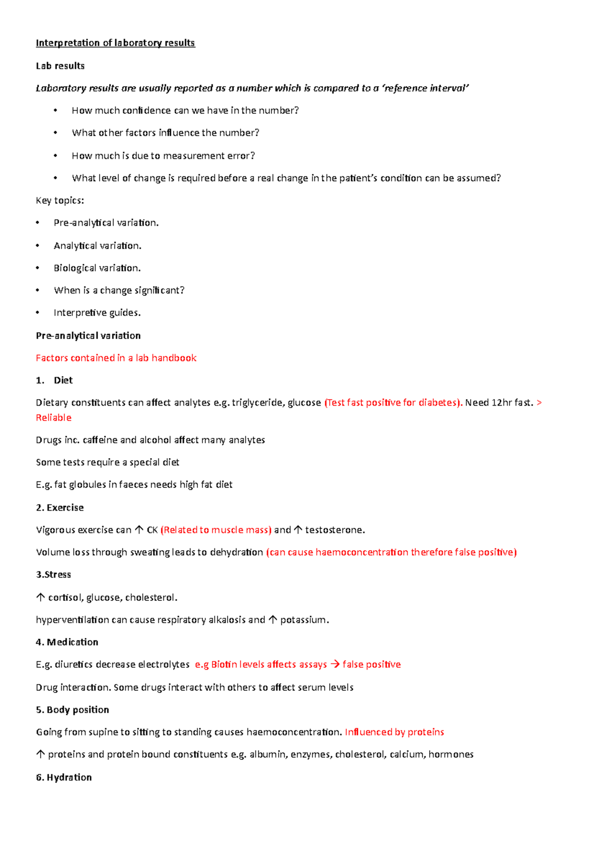 Interpretation of lab results - Interpretation of laboratory results ...