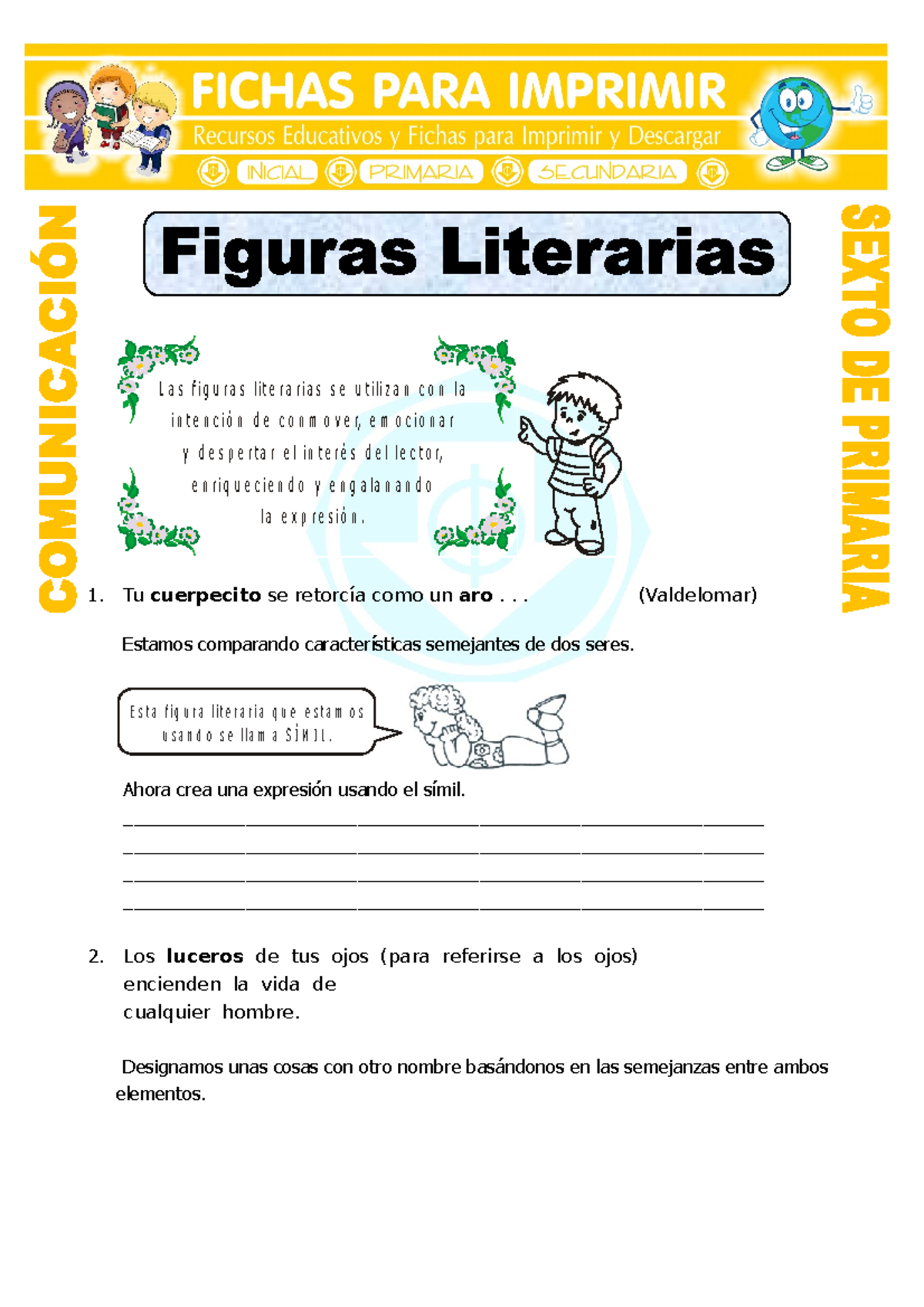 Ficha Que son las Figuras Literarias para Sexto de Primaria - L a s f i ...