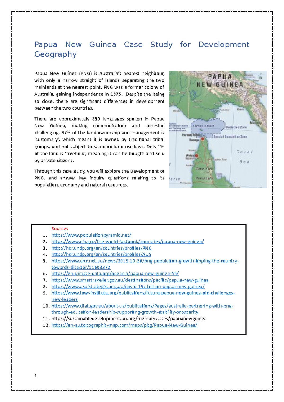 Papua New Guinea Case Study for Development Geography - Papua New ...