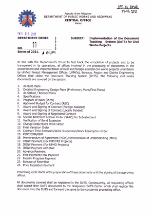 DO 42 s2020 - assignment dpwh - Republic of the Philippines DEPARTMENT ...