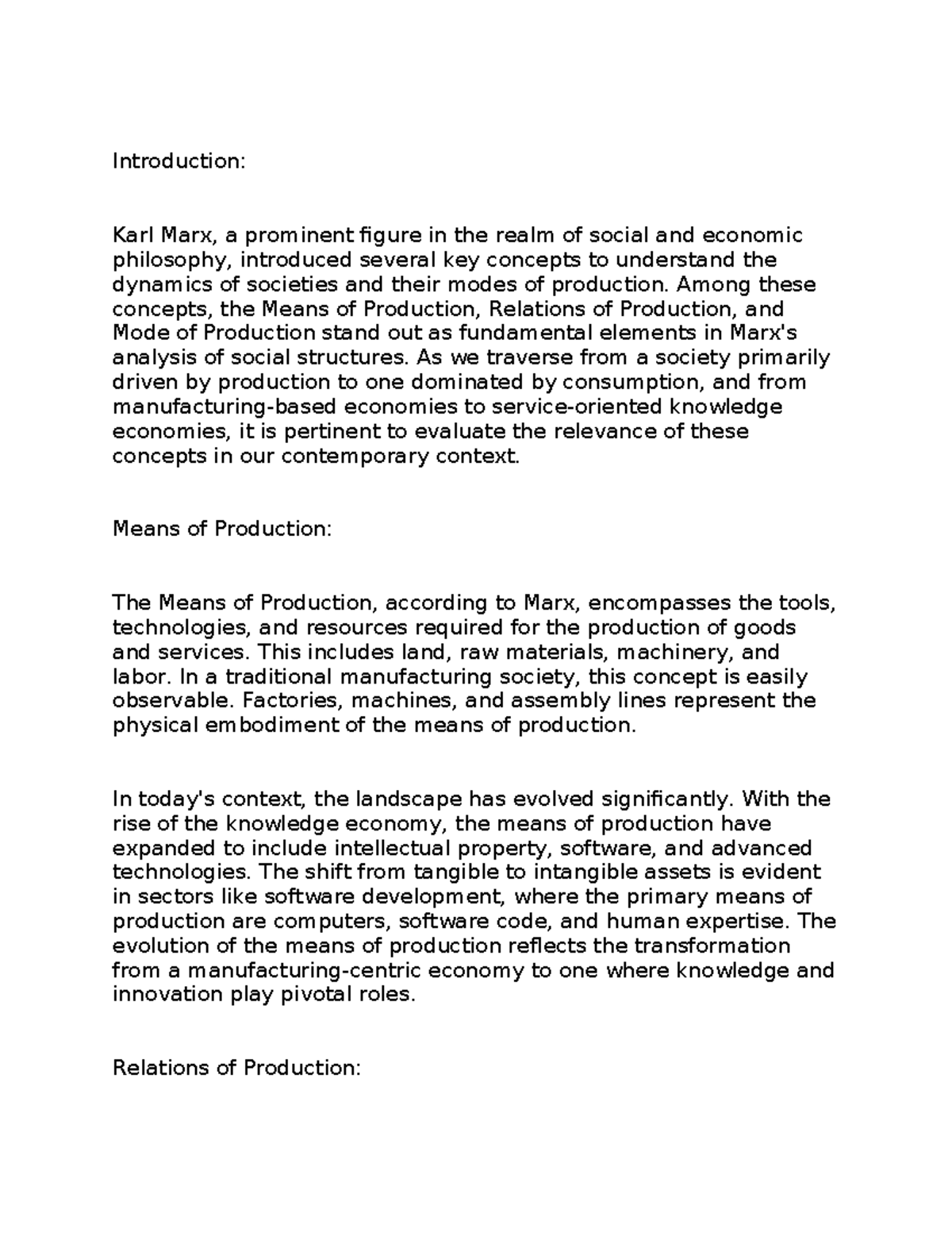 KARL MARX Essay - Introduction: Karl Marx, a prominent figure in the ...