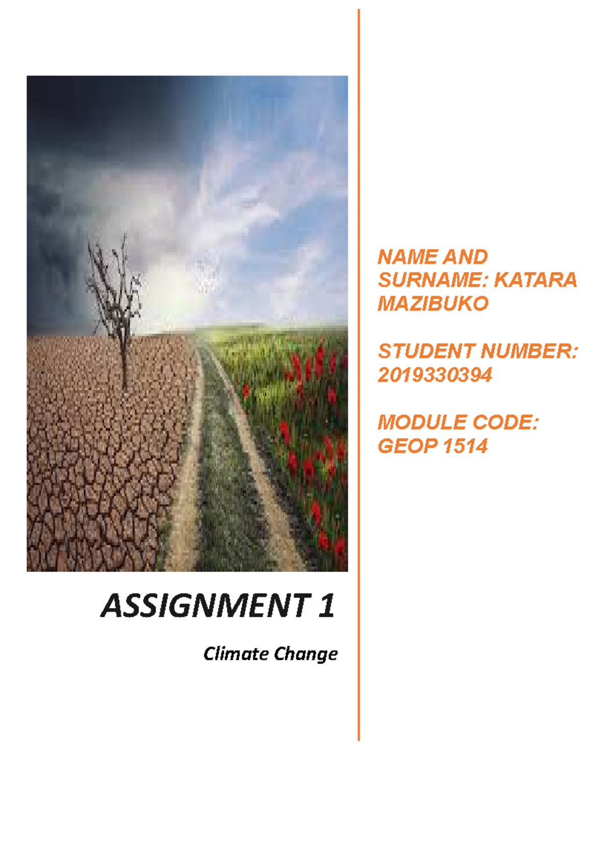 GEOP 1514 Assignment 1 - Climate Change - ASSIGNMENT 1 Climate Change ...