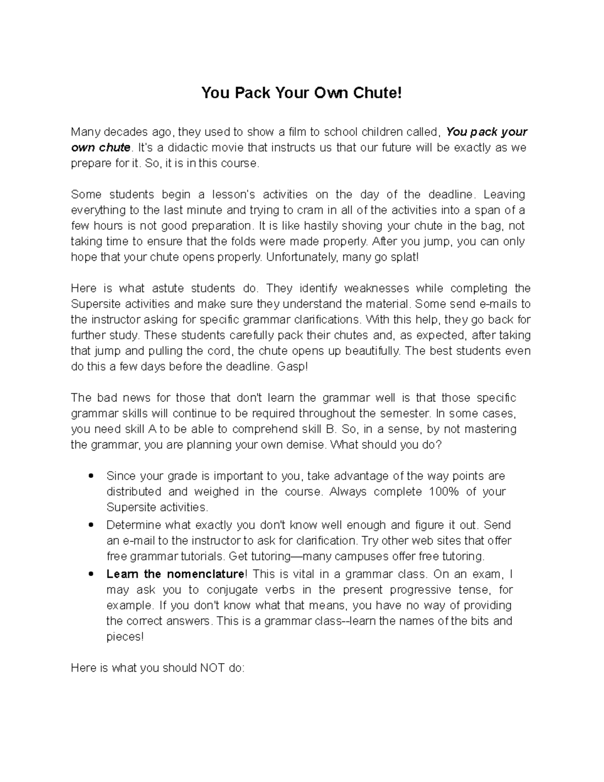 You Pack Your Own Chute - instruction - You Pack Your Own Chute! Many ...