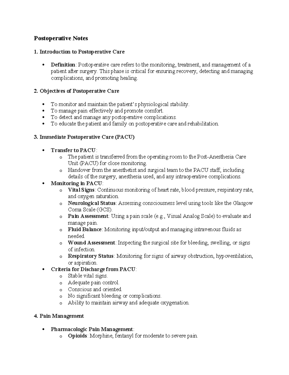 Postoperative Notes - Introduction to Postoperative Care Definition ...