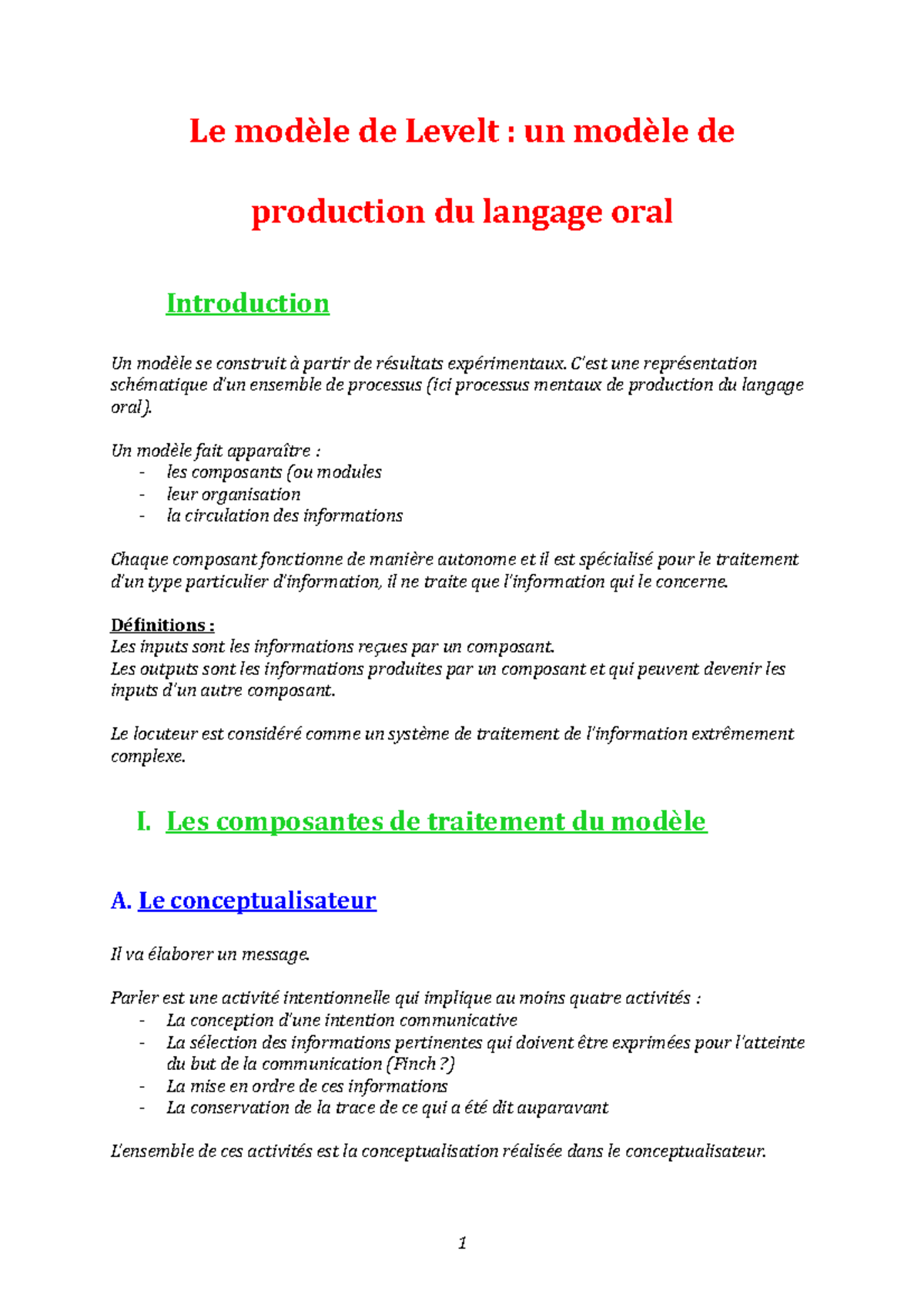 1. Le modèle de Levelt - Sauval - Le modèle de Levelt : un modèle de ...