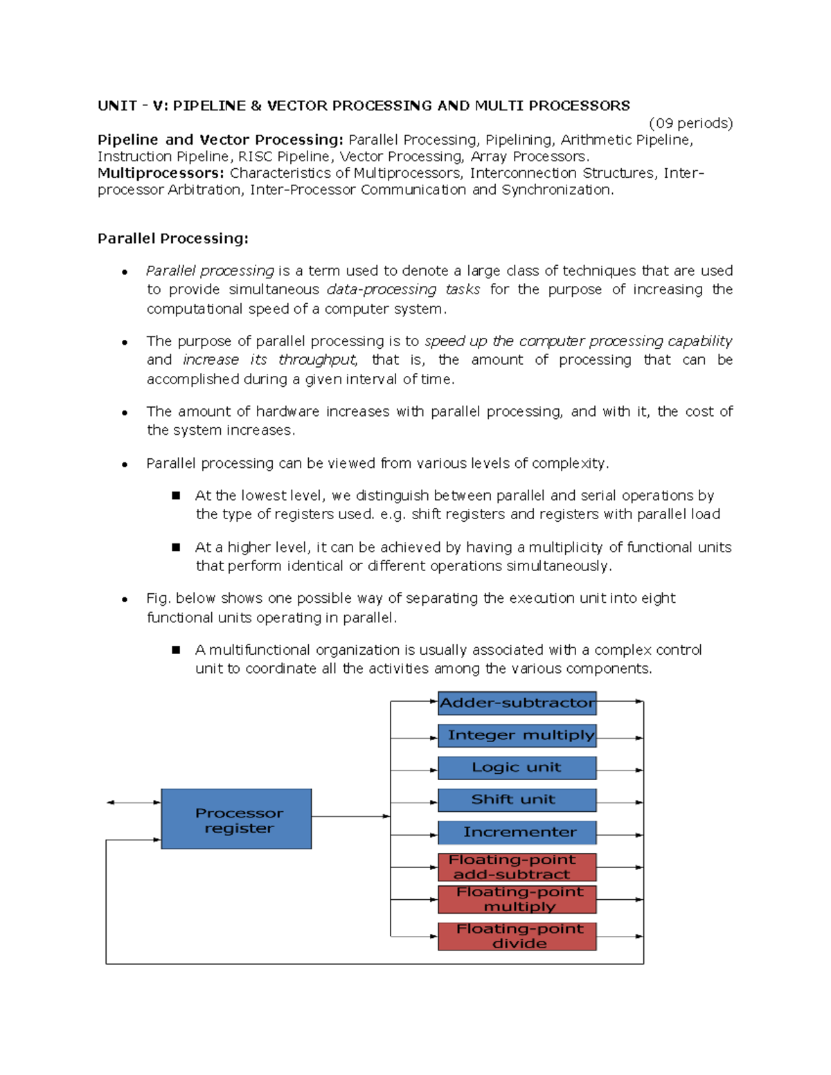 Module 5 pipeline-vector-processing - UNIT - V: PIPELINE & VECTOR PROCESSING AND MULTI - Studocu