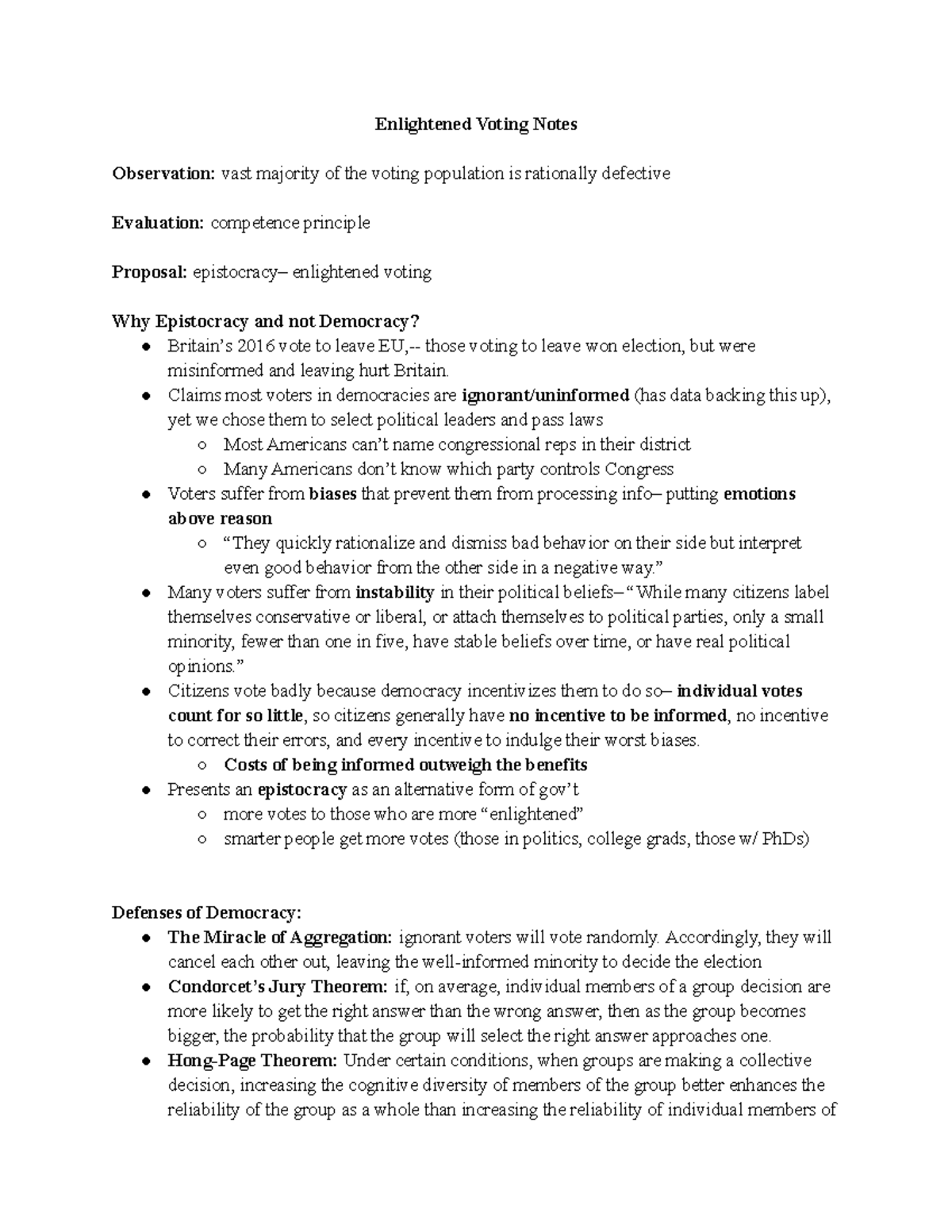 Enlightened Voting Notes - Enlightened Voting Notes Observation: vast ...