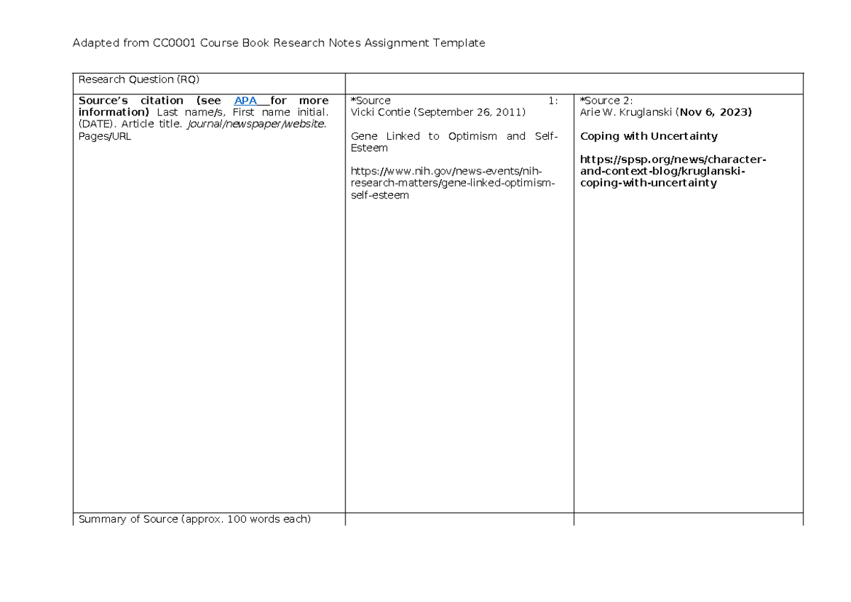 Research Notes Assignment - Research Question (RQ) Source’s citation ...
