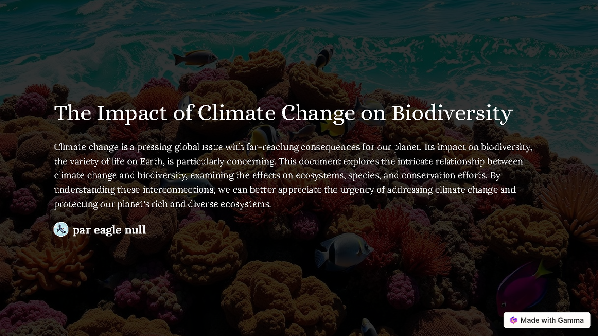 The Impact of Climate Change on Biodiversity - Its impact on ...