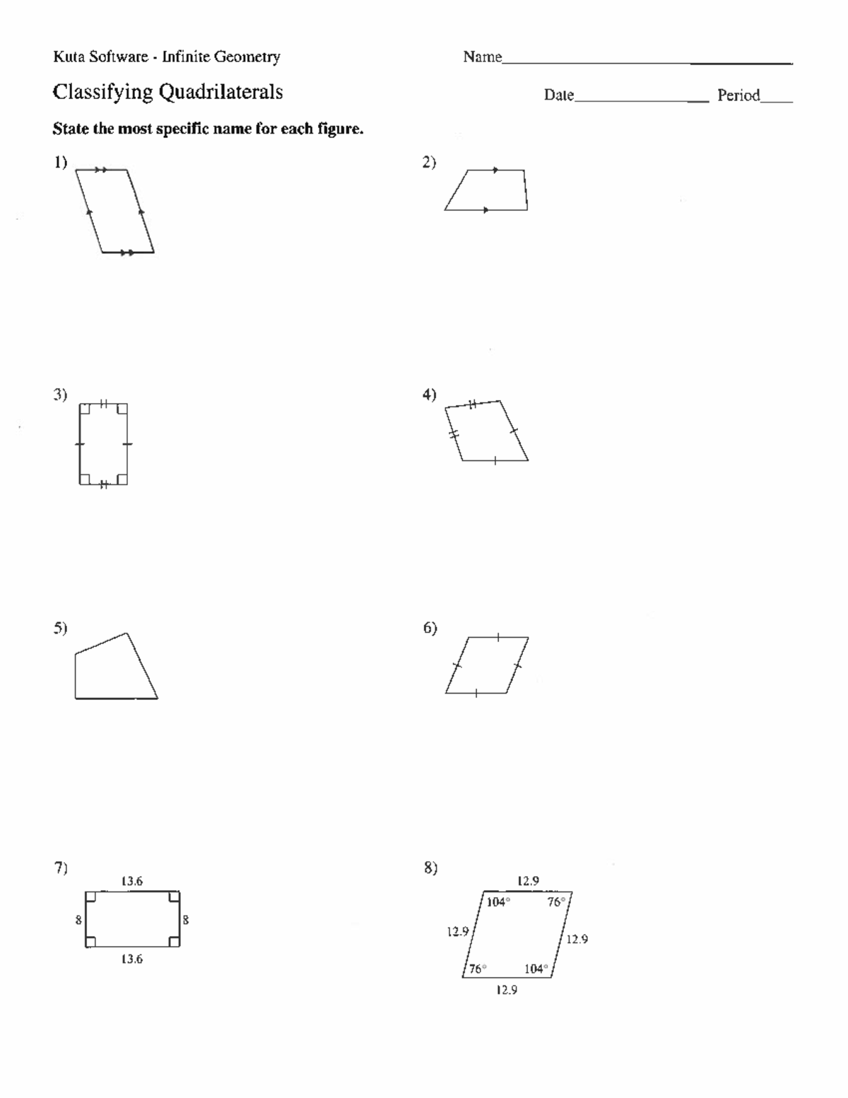 Classifying Quadrilaterals - Studocu