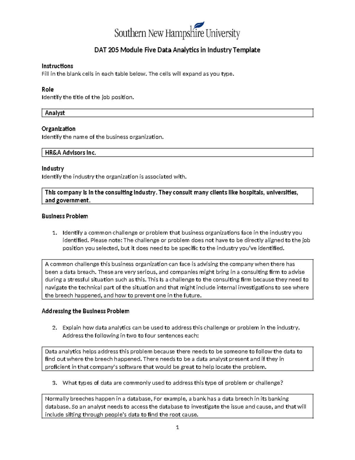 DAT 205 Module Five Data Analytics in Industry Cruz - The cells will ...