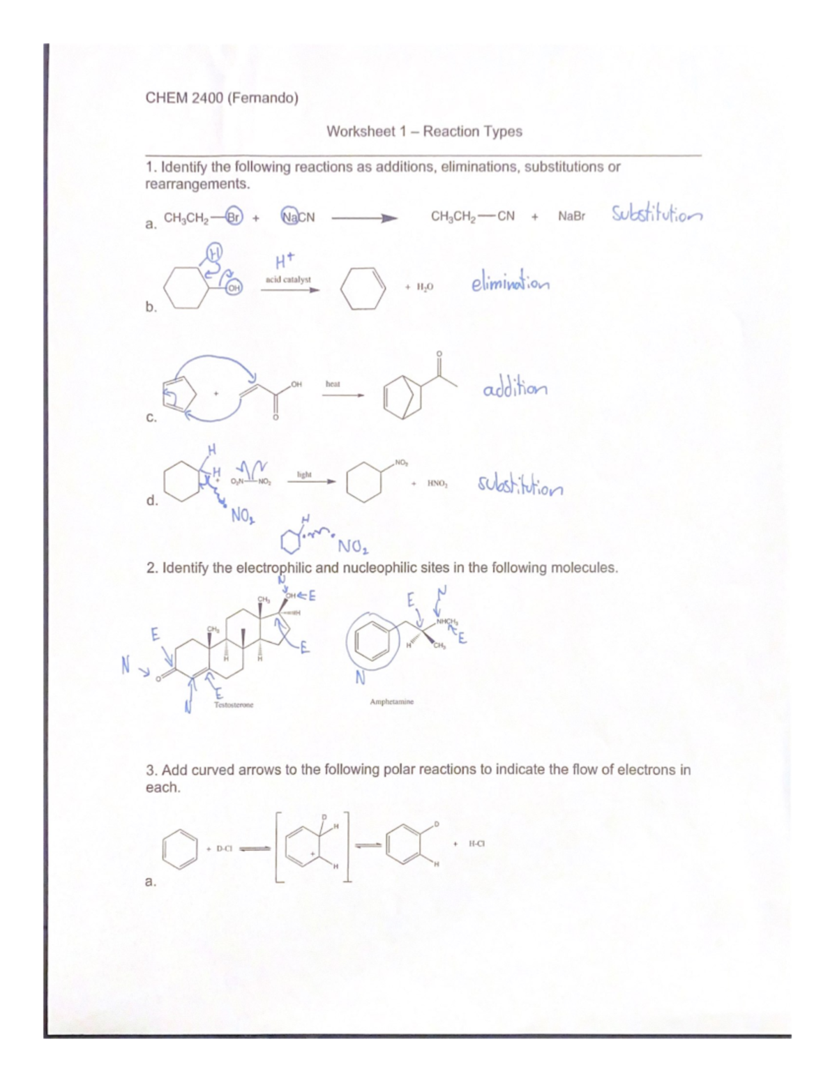 Chapter 6 Worksheet 1 Reaction Types - CHEM2211 - Studocu