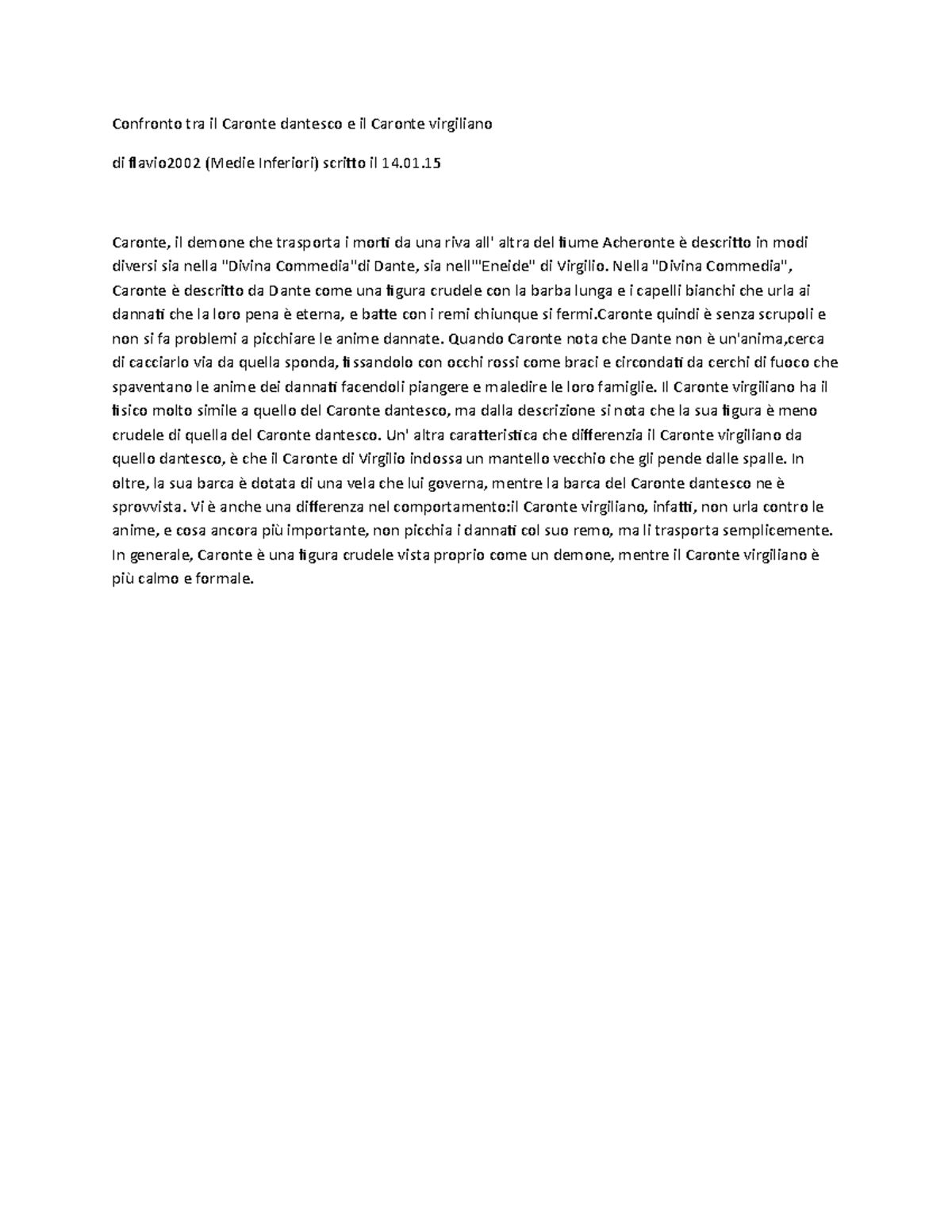 Confronto tra il Caronte dantesco e il Caronte virgiliano - Caronte, il ...
