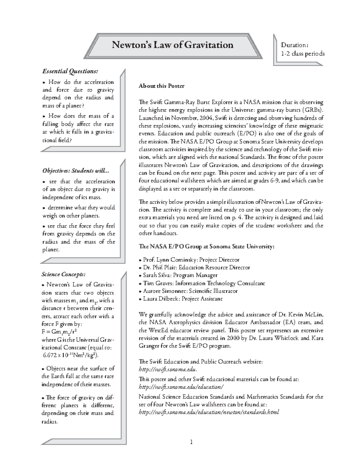 Law gravity guide BY NEWTON - Newton’s Law of Gravitation Duration: 1-2 ...