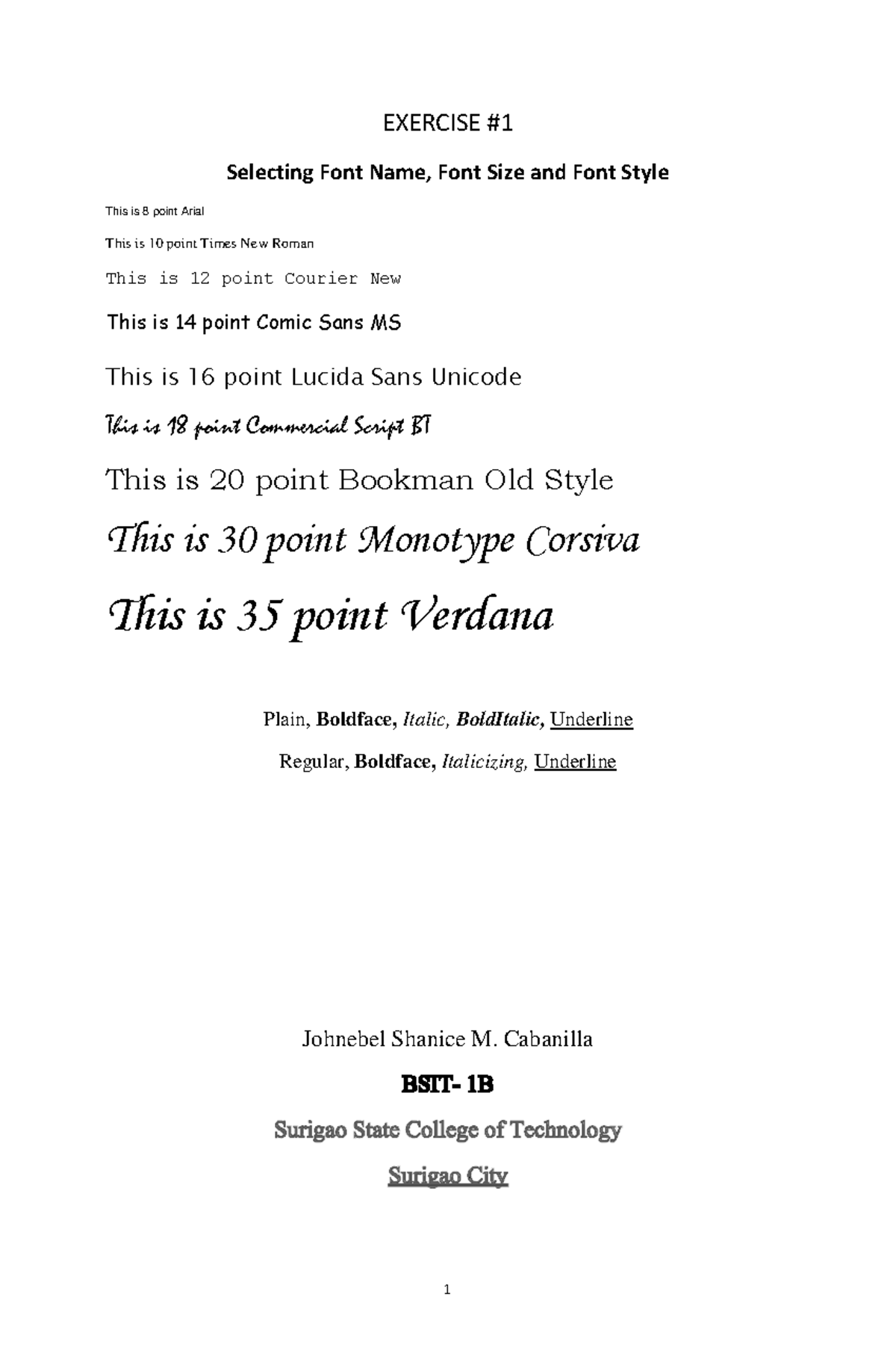 Word Exercise 1-10 - this pdf is to help our people - Selecting Font ...