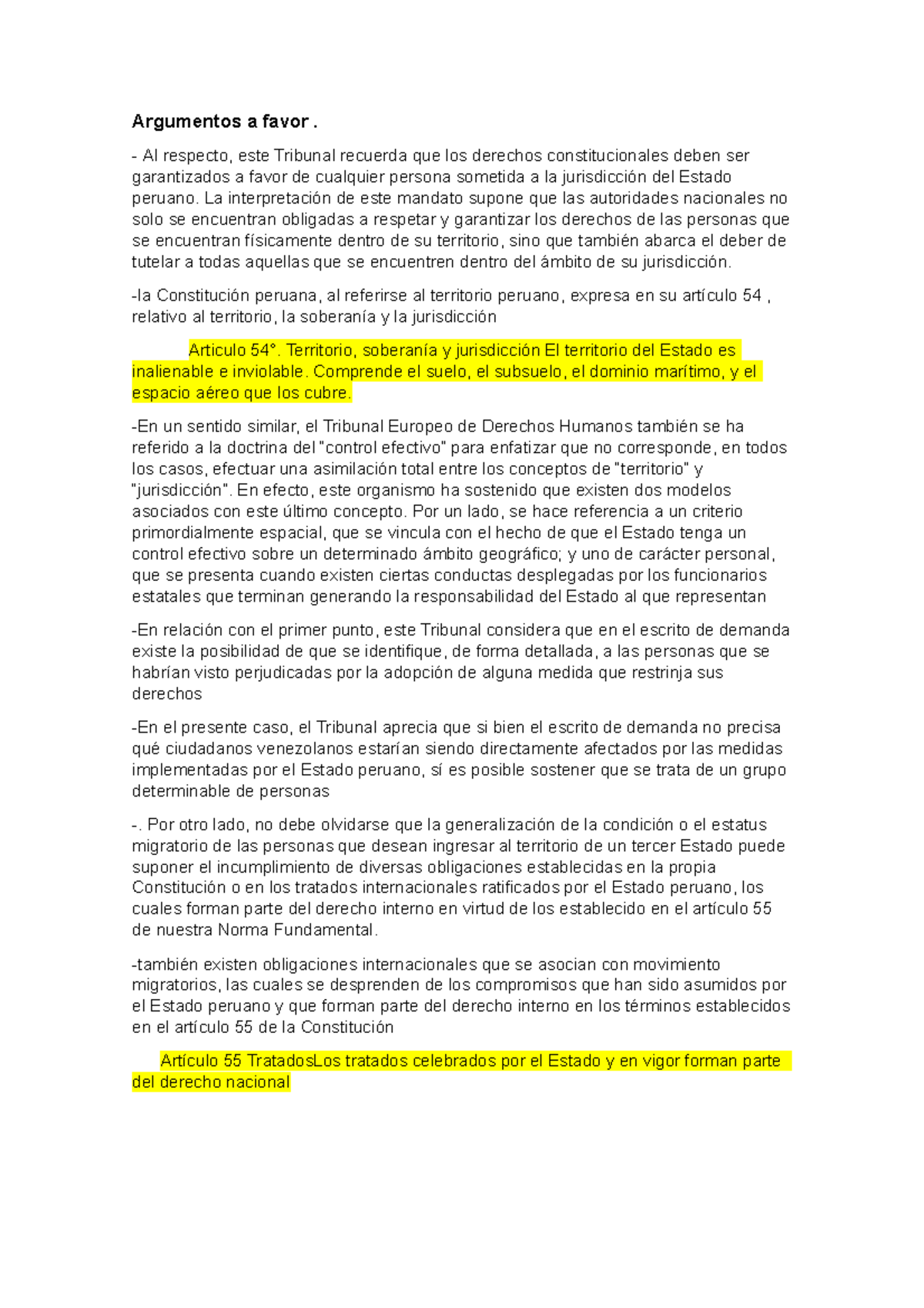 Argumentos a favor - fewf - Argumentos a favor. Al respecto, este ...