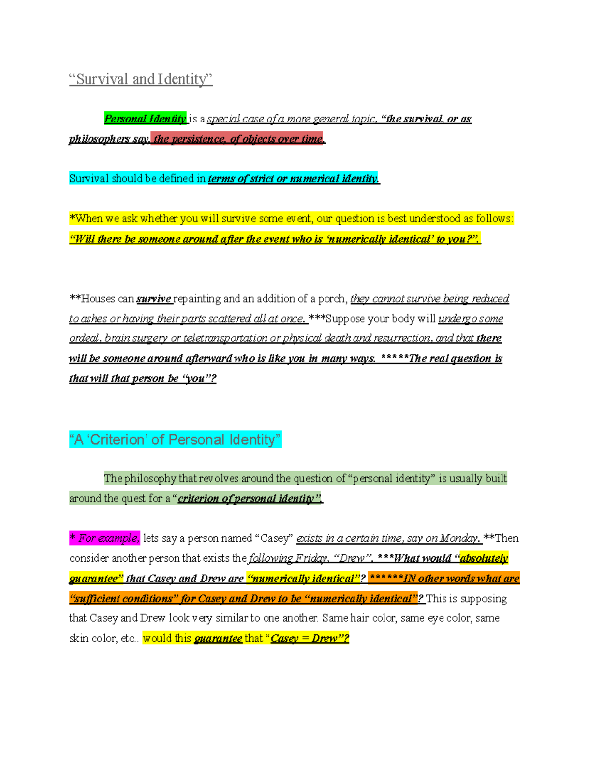 Phil-1301 Chapter 11 Personal Identity - “Survival and Identity ...