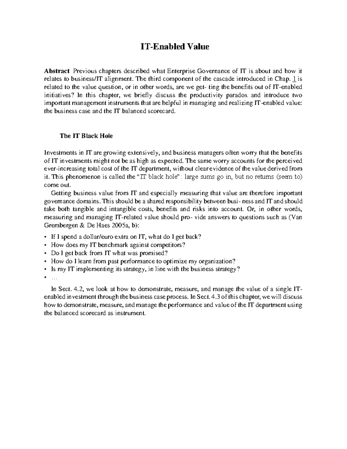 IT-Enabled Value - IT-Enabled Value Abstract Previous chapters ...