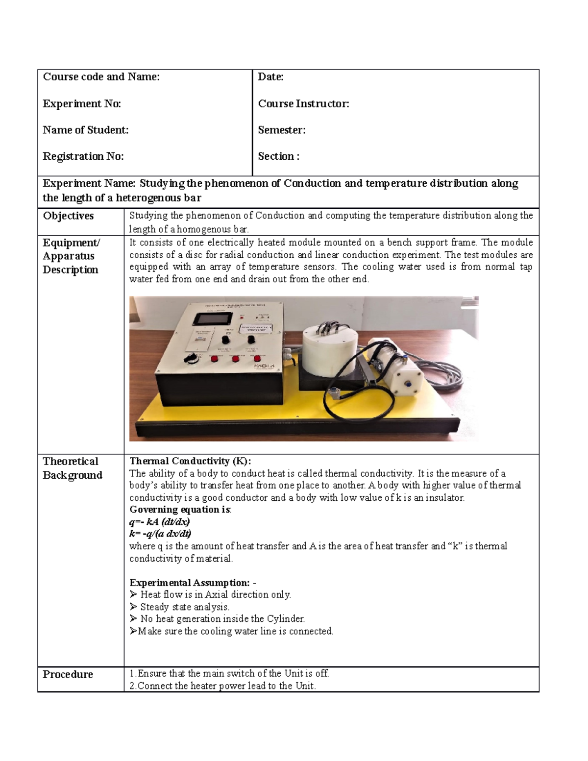 Exp1 - lab report - Course code and Name: Experiment No: Name of Student: Registration No: Date ...