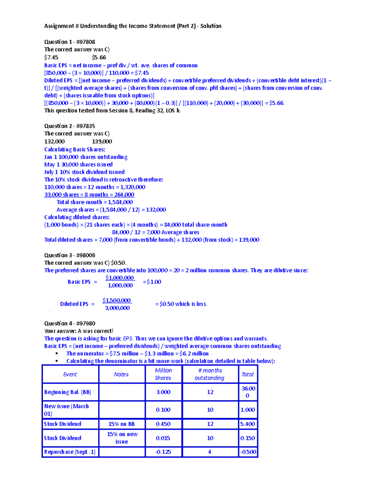 Assignment#(Income Statement Part 2) Solution - Assignment ...