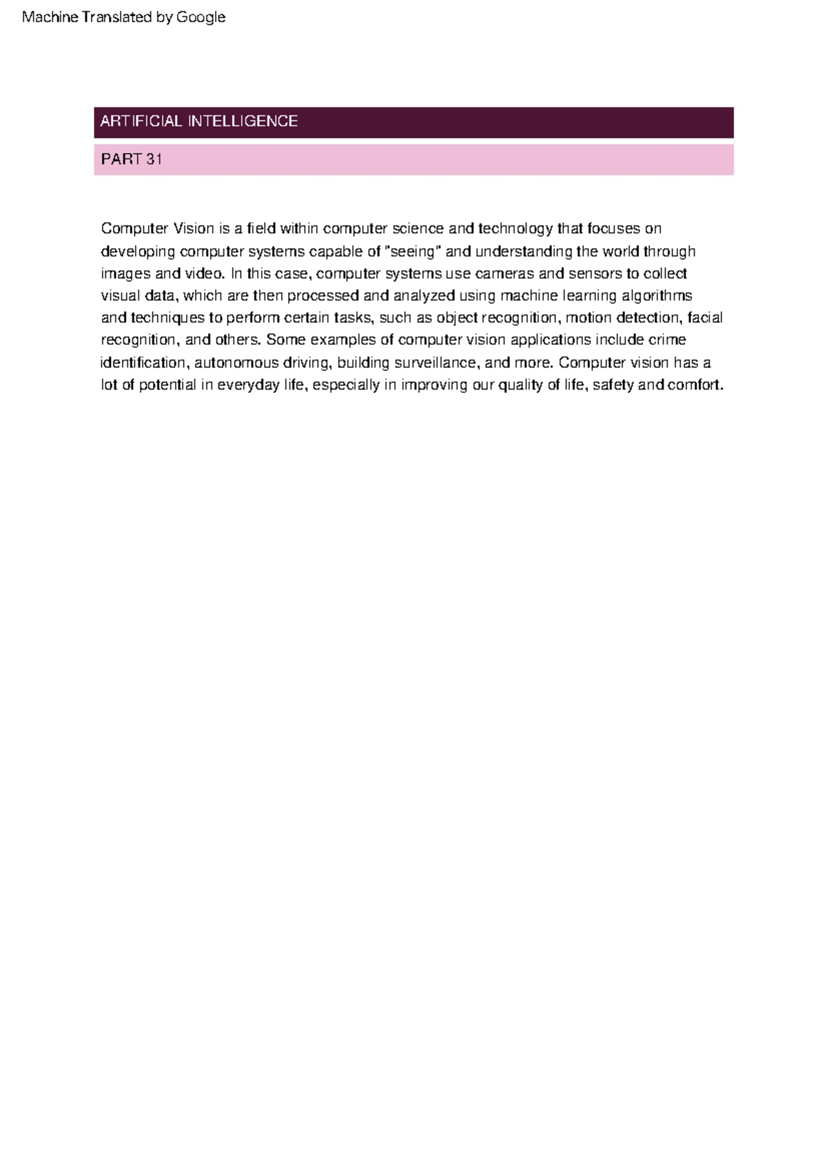 Machine Learning Part 31 Computer Vision Computer Vision Is A Field
