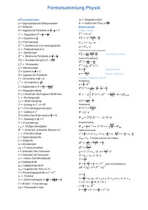 PAK Cheat Sheet-v1 - zusammenfassung physik1 - Formelsammlung „Physik ...