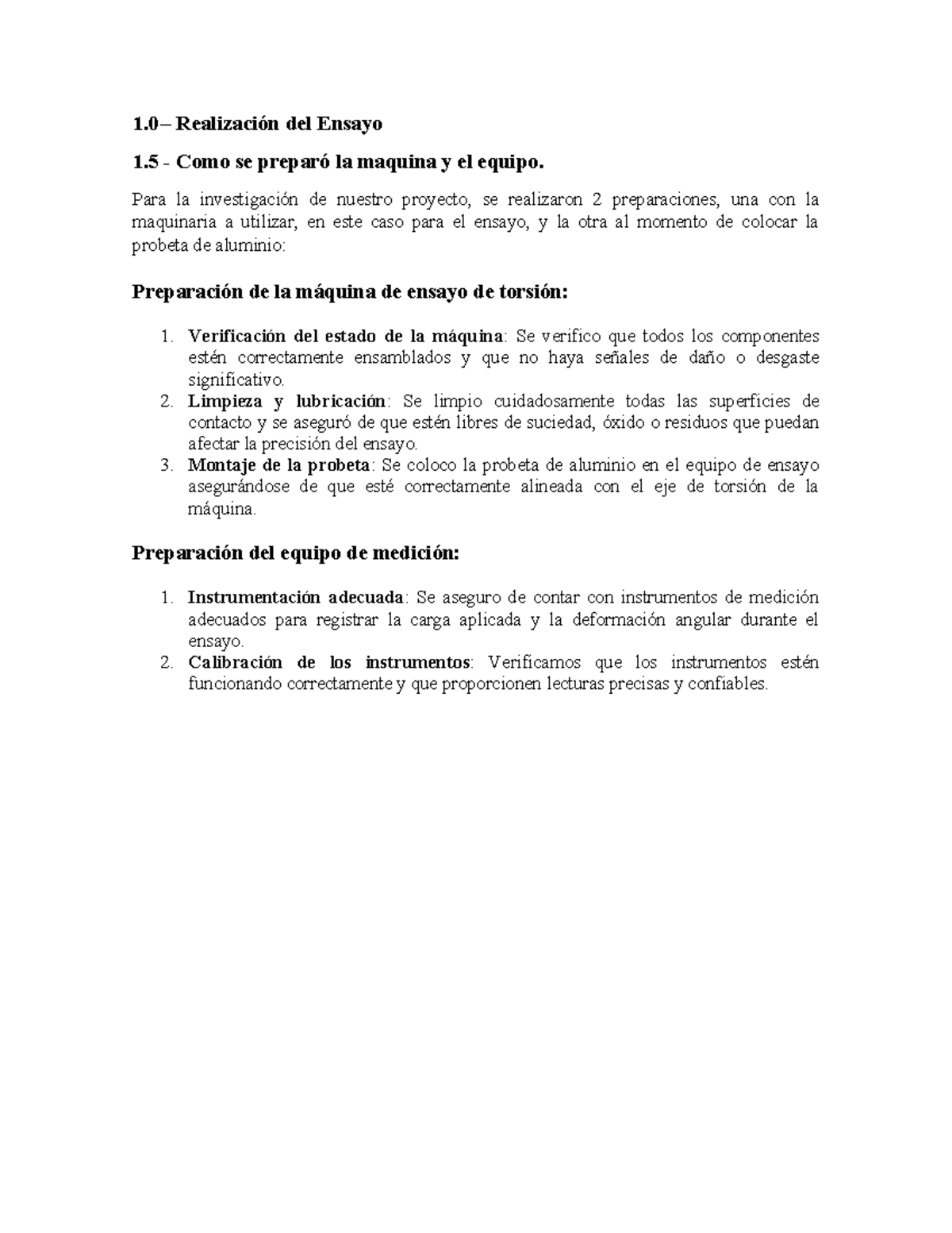 1.5 - 1.8 preparacion a realizacion del ensayo - 1– Realización del ...