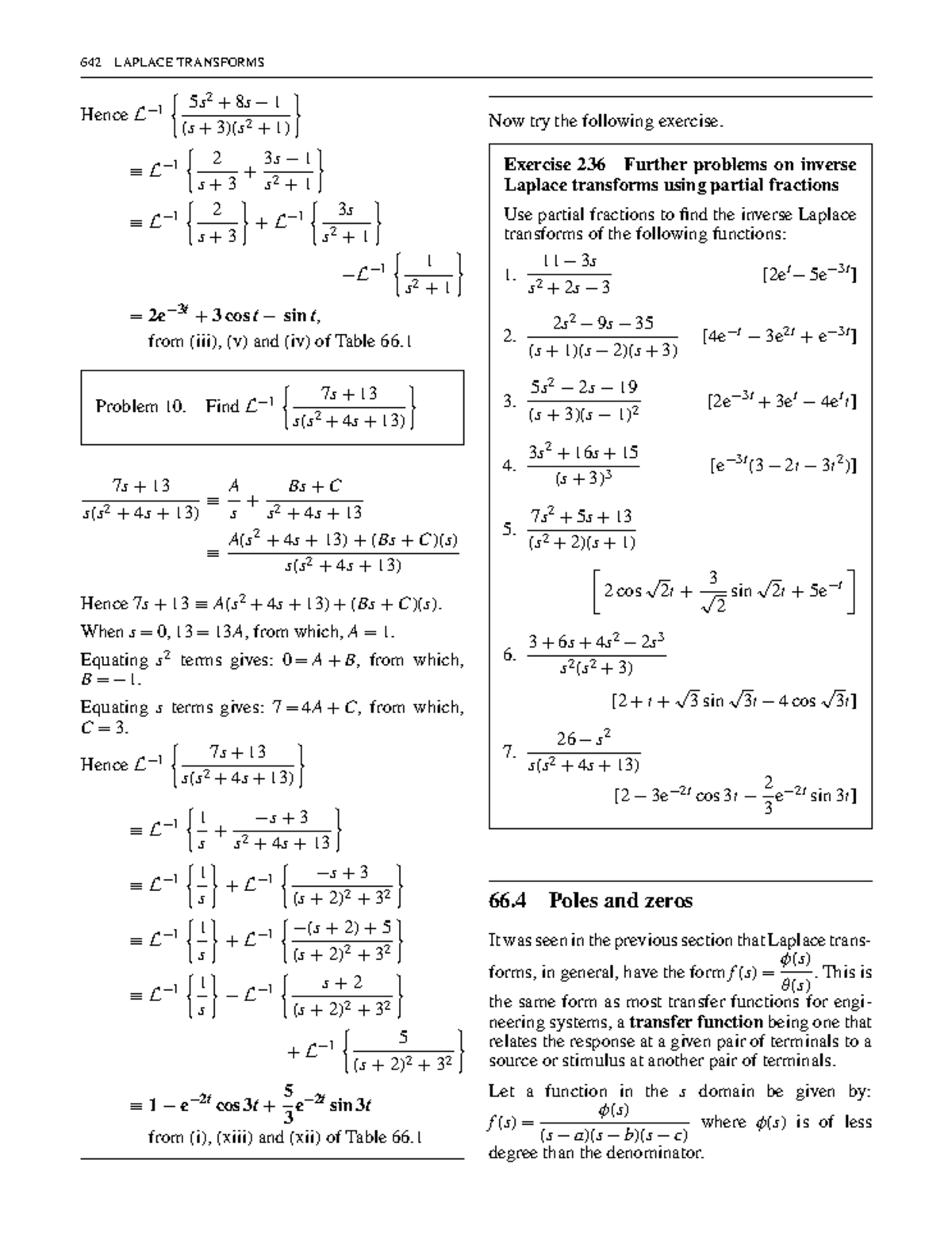 Bird higher engineering mathematics 67 - 642 LAPLACE TRANSFORMS Hence L ...