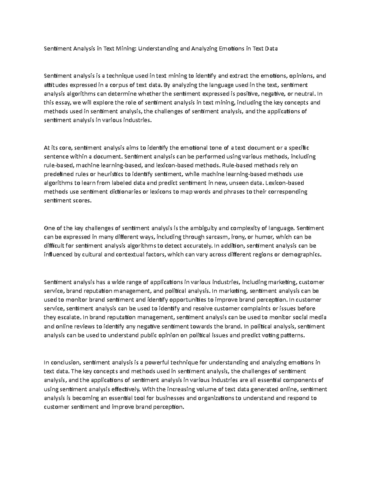 Extracting Relevant Information from Unstructured Text Data - Sentiment Analysis in Text Mining ...