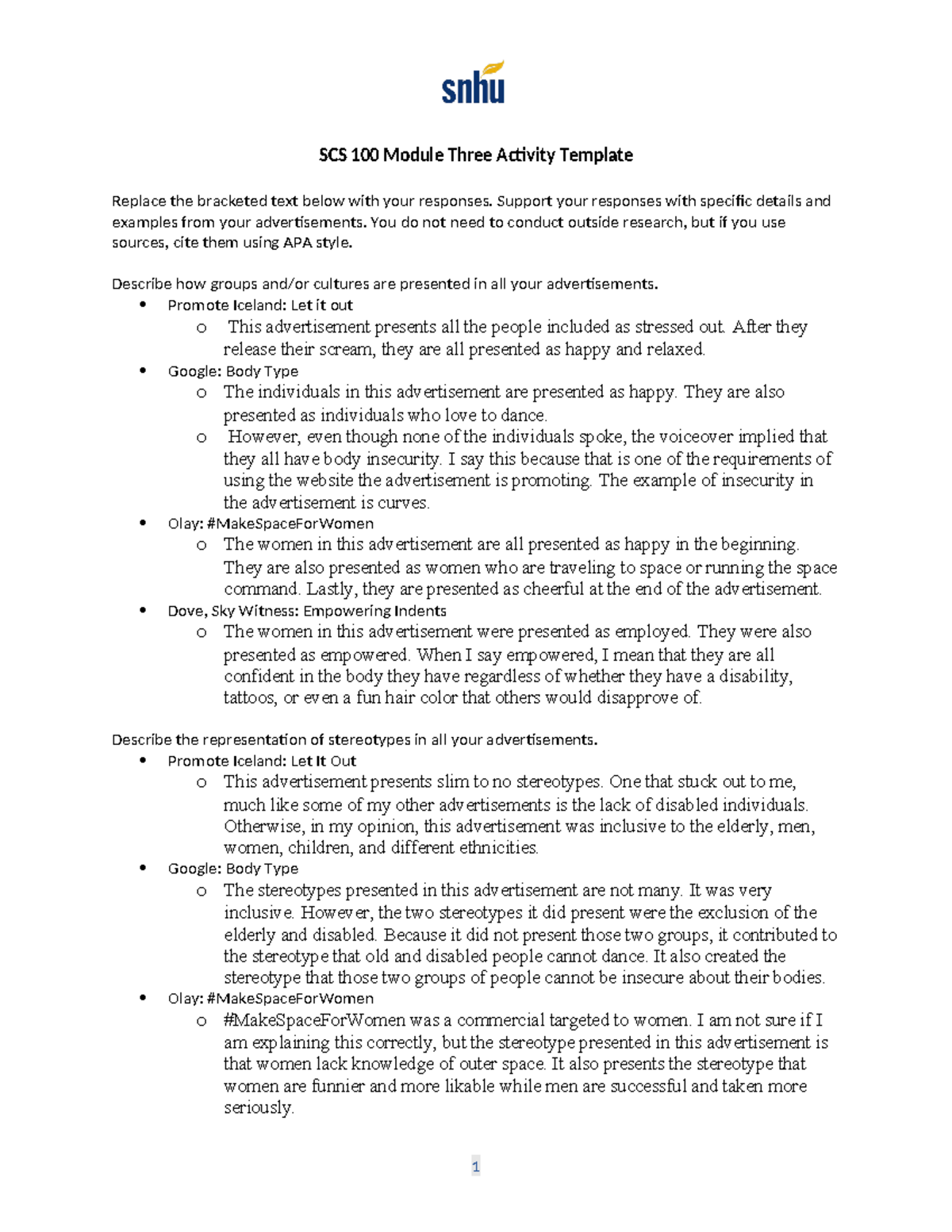 SCS 100 Module Three Activity Template - SCS 100 Module Three Activity ...