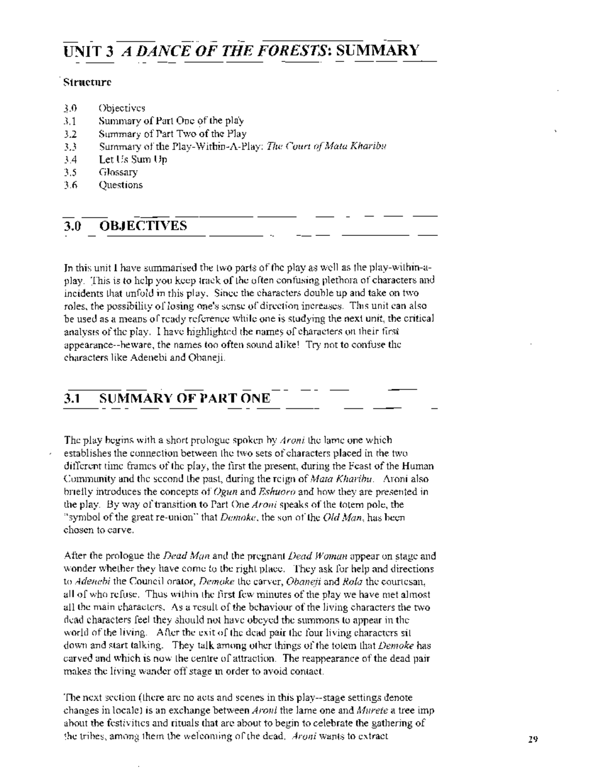 Unit-3 - Structure 3 Objectives 3 Summary of Part One of the pldy 3 ...