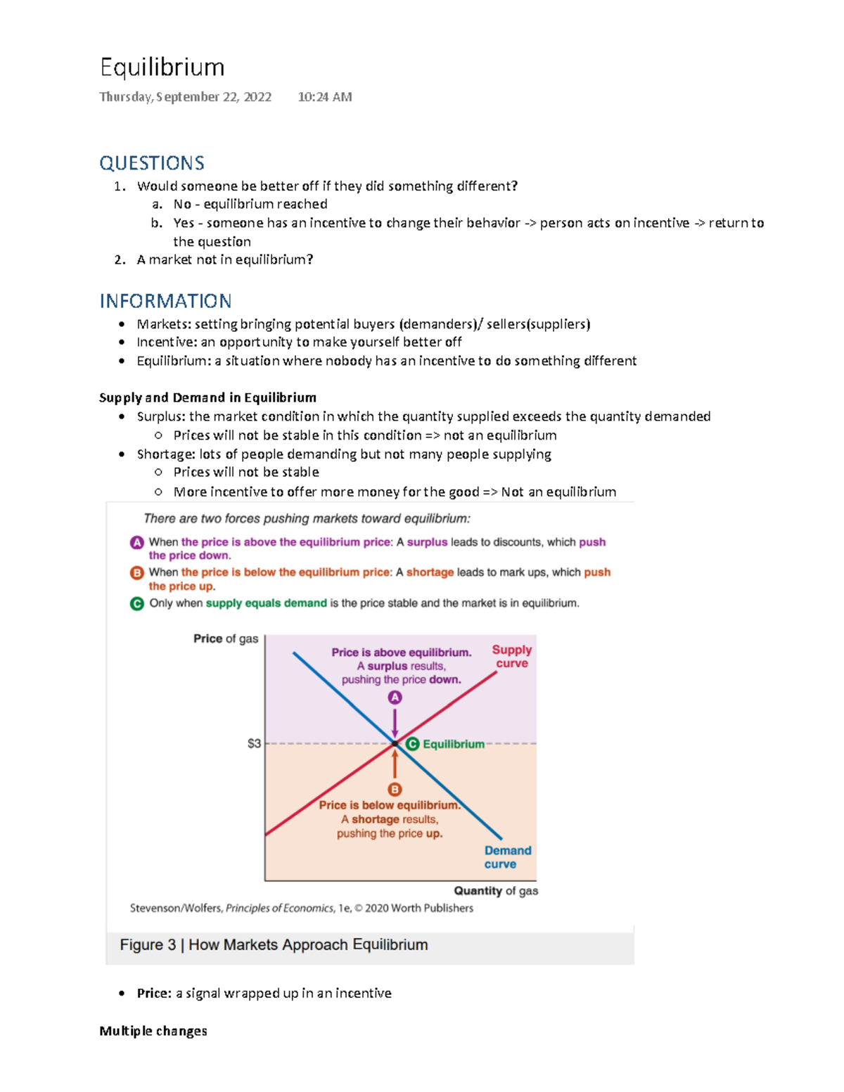 Equilibrium - QUESTIONS Would someone be better off if they did ...