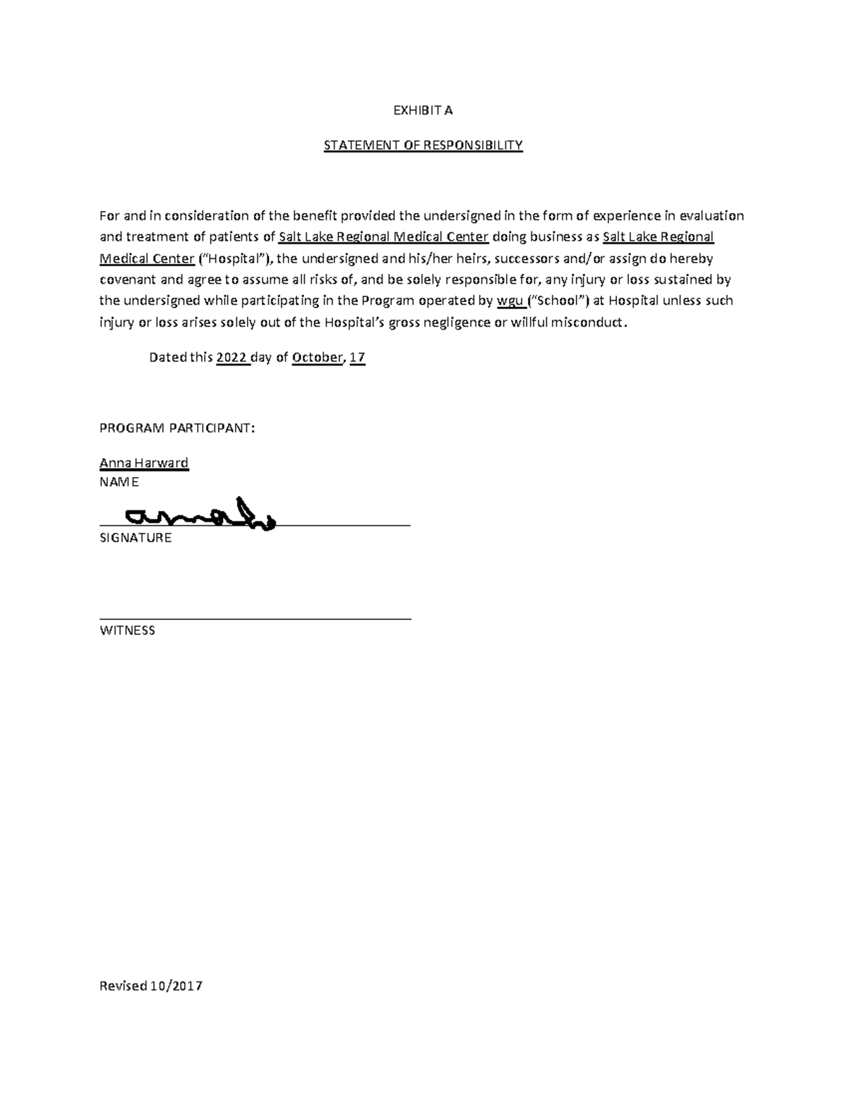 1 Exhibit A 2018-Student - Revised 10/ EXHIBIT A STATEMENT OF ...